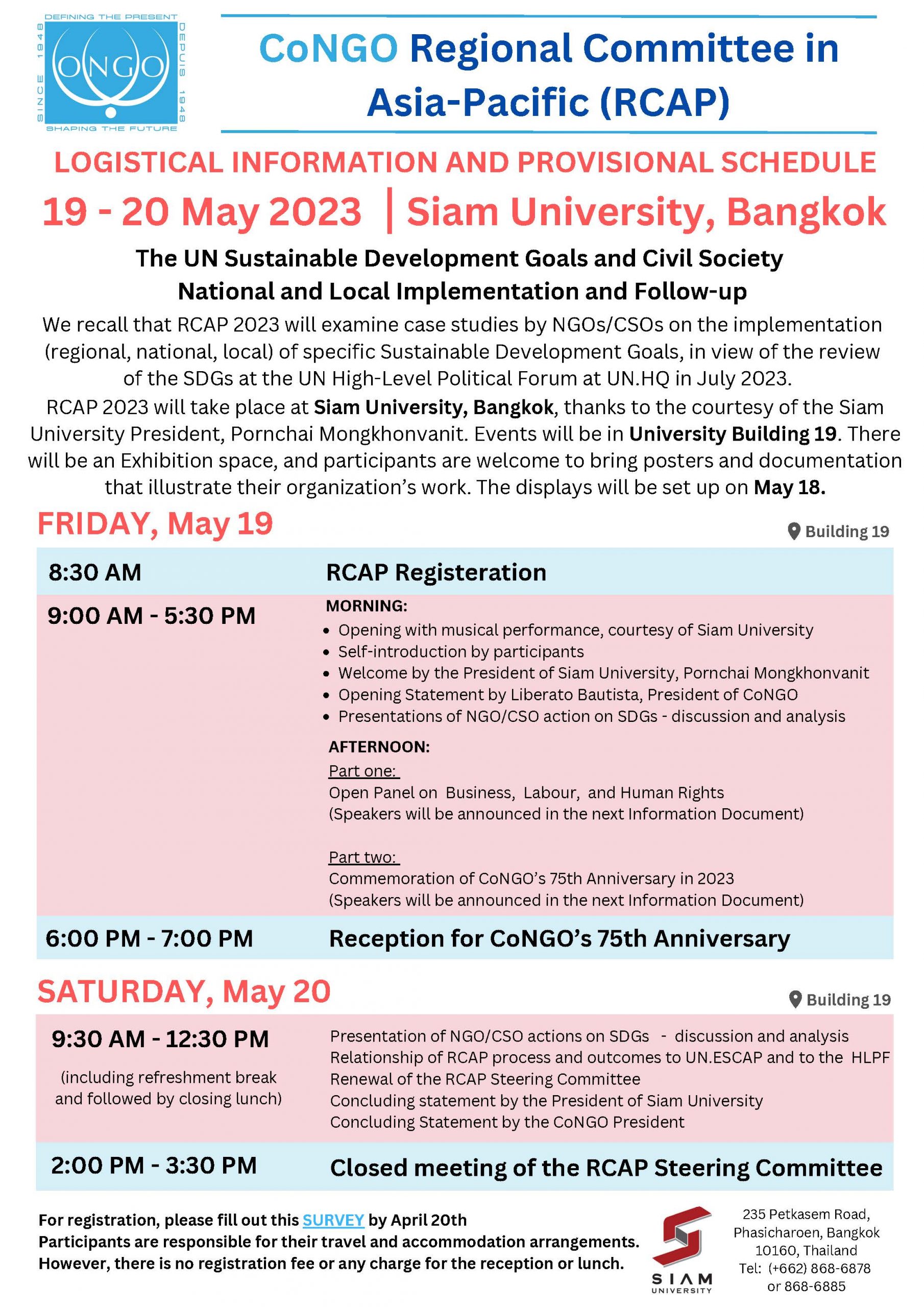 RCAP Meeting and CoNGO 75th Anniversary Celebration in Bangkok, May 19 ...
